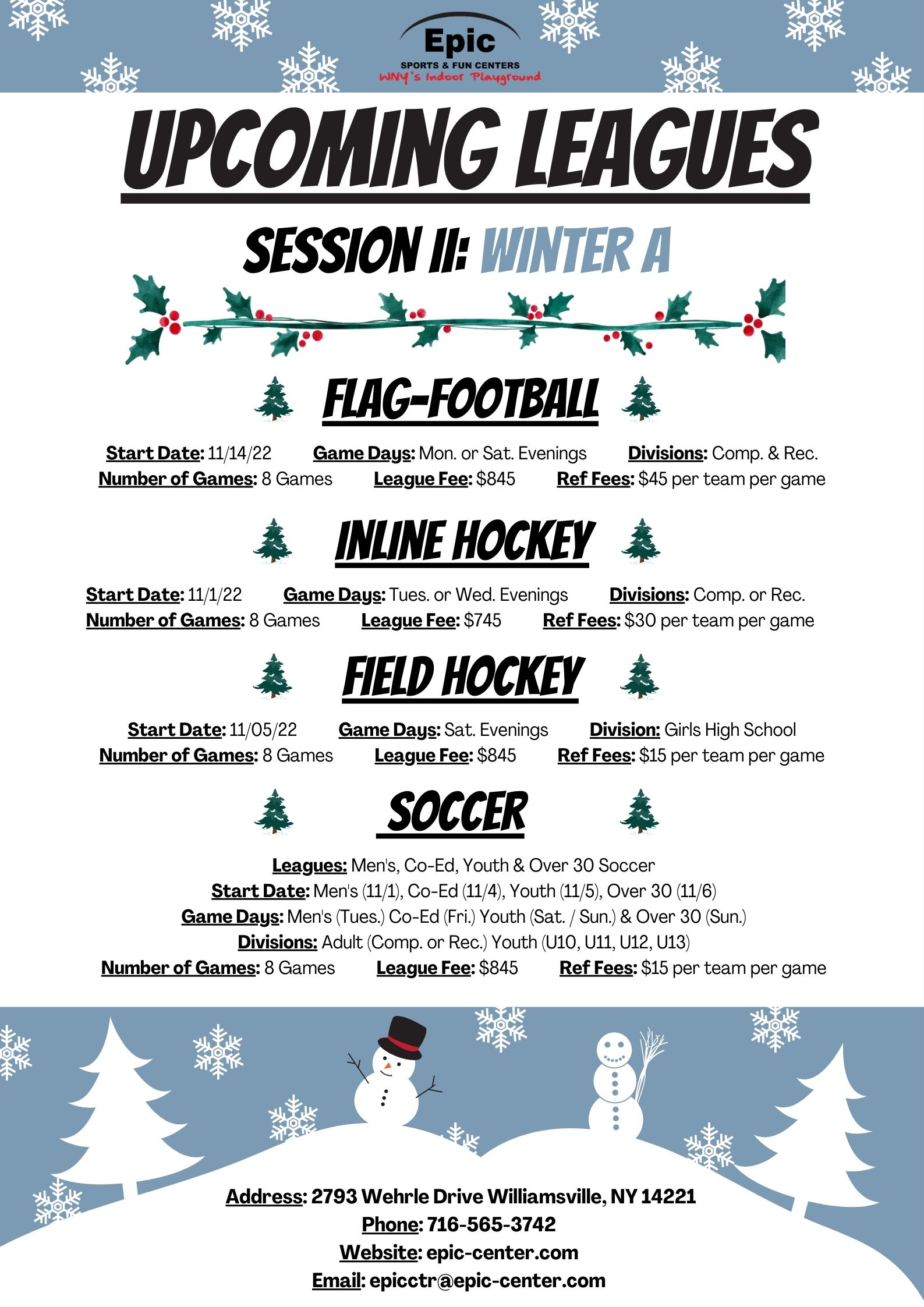 Epic Sports Center Upcoming Events